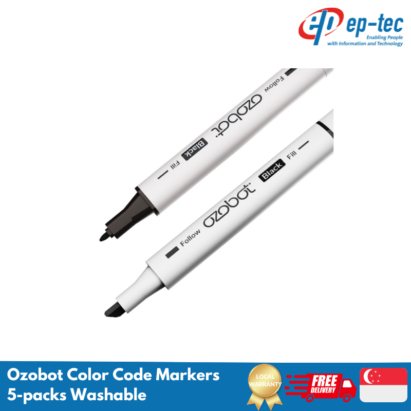 Ozobot Color Code Markers 5-pack Washable Dual Tip