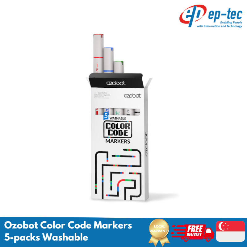 Ozobot Color Code Markers 5-pack Washable Dual Tip
